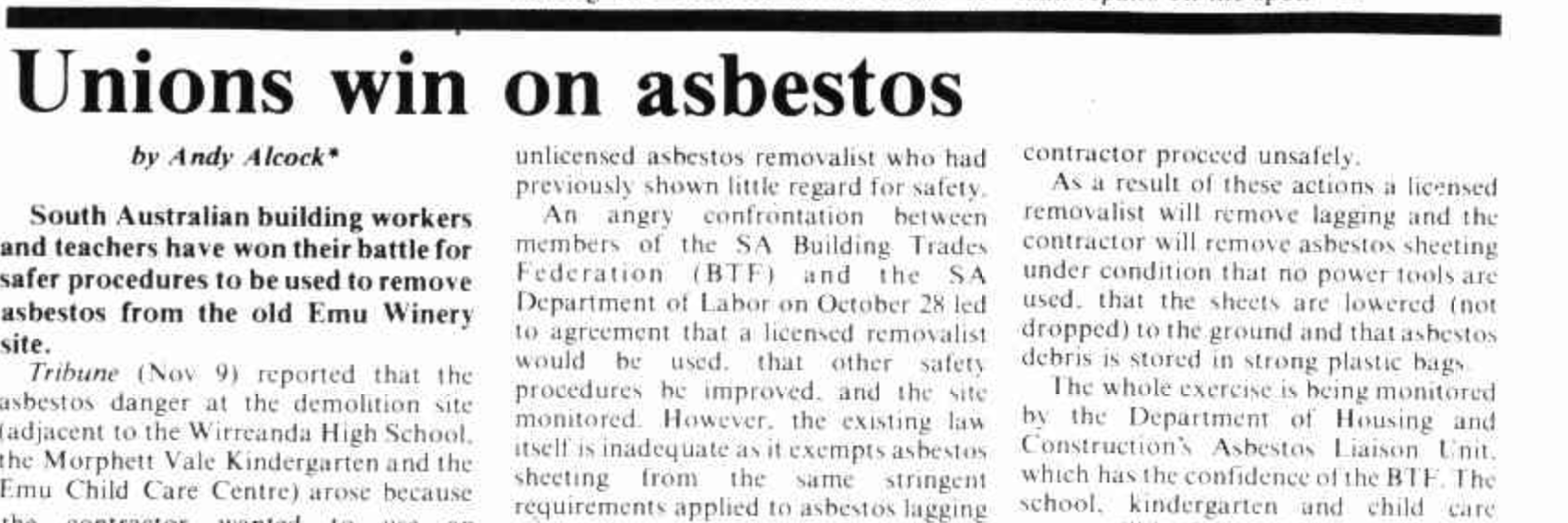 The campaign for asbestos justice and workers’ compensation ...